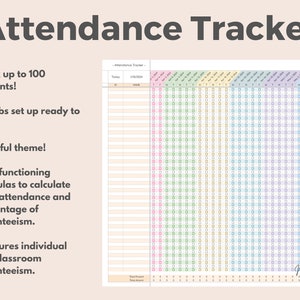Teacher Planner Google Sheets, Attendance Checklist Spreadsheet ...