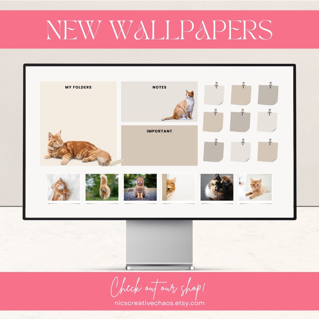 Desktop Organizer Cats Wallpaper | Space for Apps Icons Folders Notes ...
