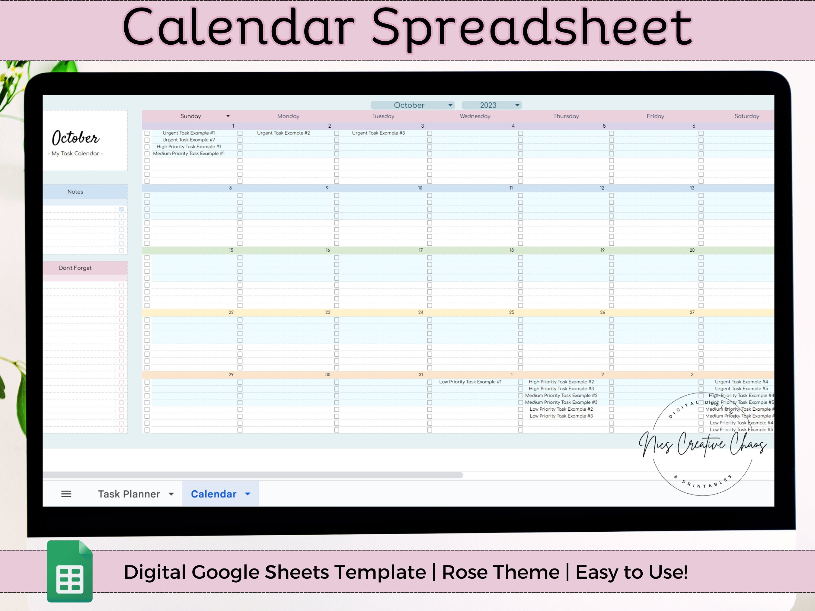 Task Tracker Spreadsheet Google Sheets, Task Planner, to Do List ...