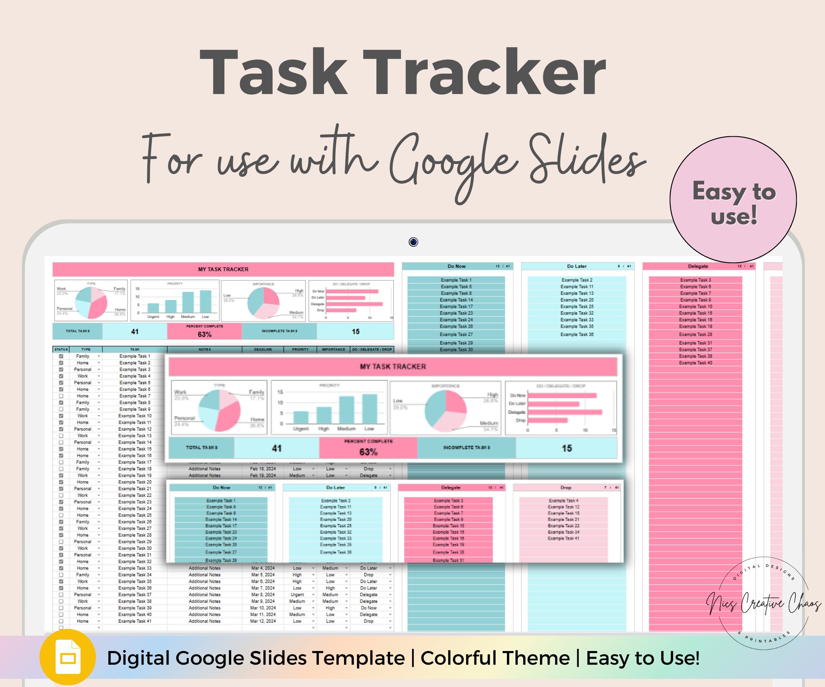 Task Tracker Google Sheets Spreadsheet, Task Planner, to Do List ...