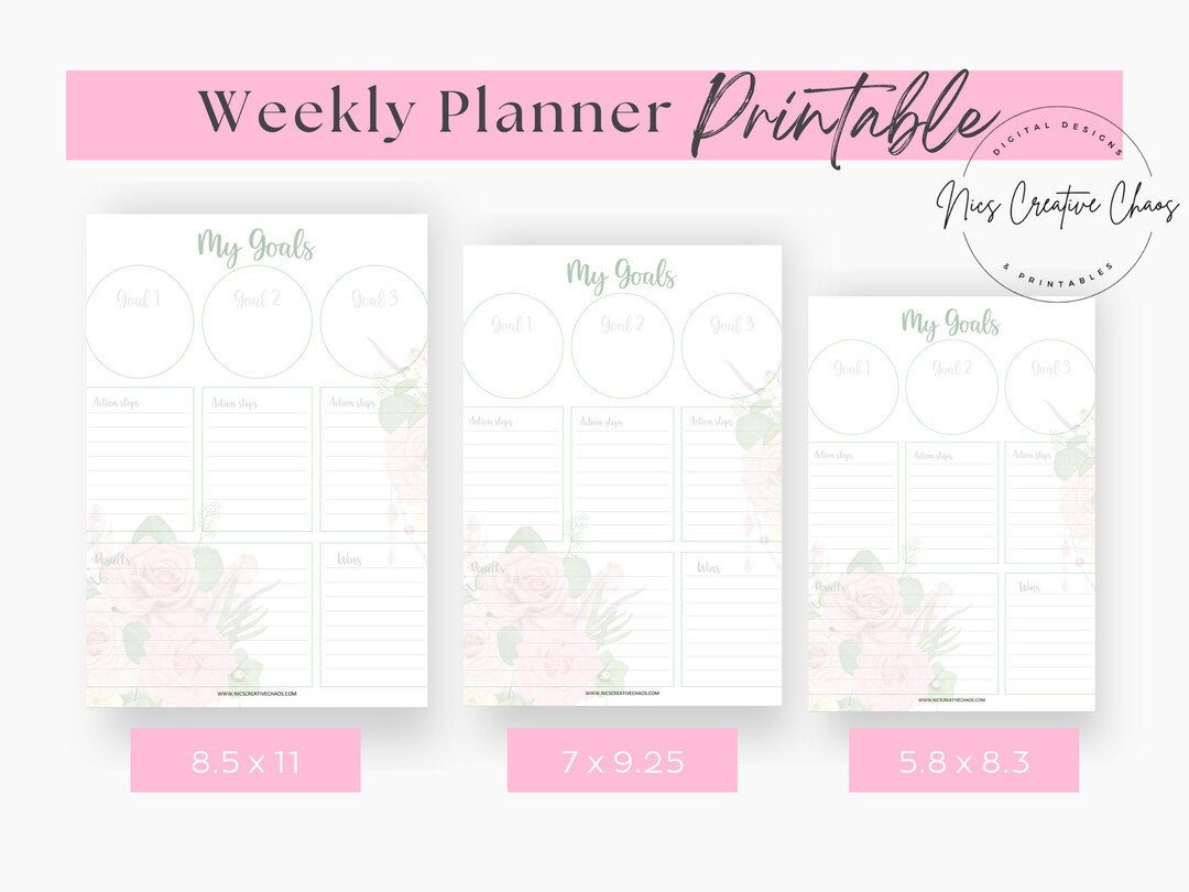 Goal Planner Printable, Bohemian Floral Printable Goals Sheet, Action ...
