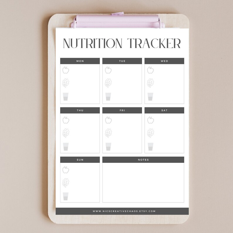 Nutrition Tracker Printable Template, Food & Water Intake Log, Health ...