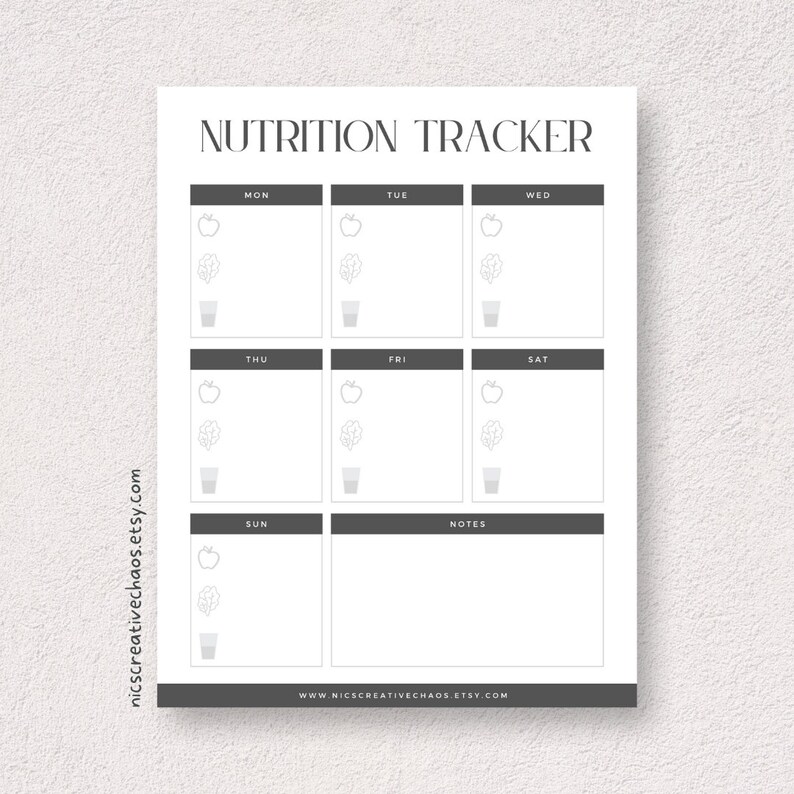 Nutrition Tracker Printable Template, Food & Water Intake Log, Health ...