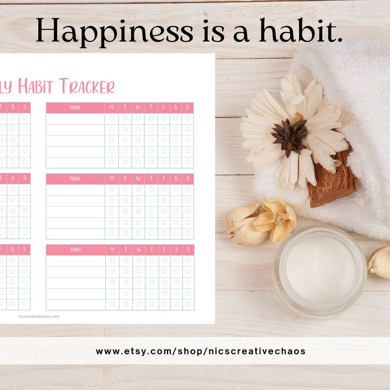 Weekly Habit Tracker Printable Checklist, Monthly Habit Tracker Sheet ...