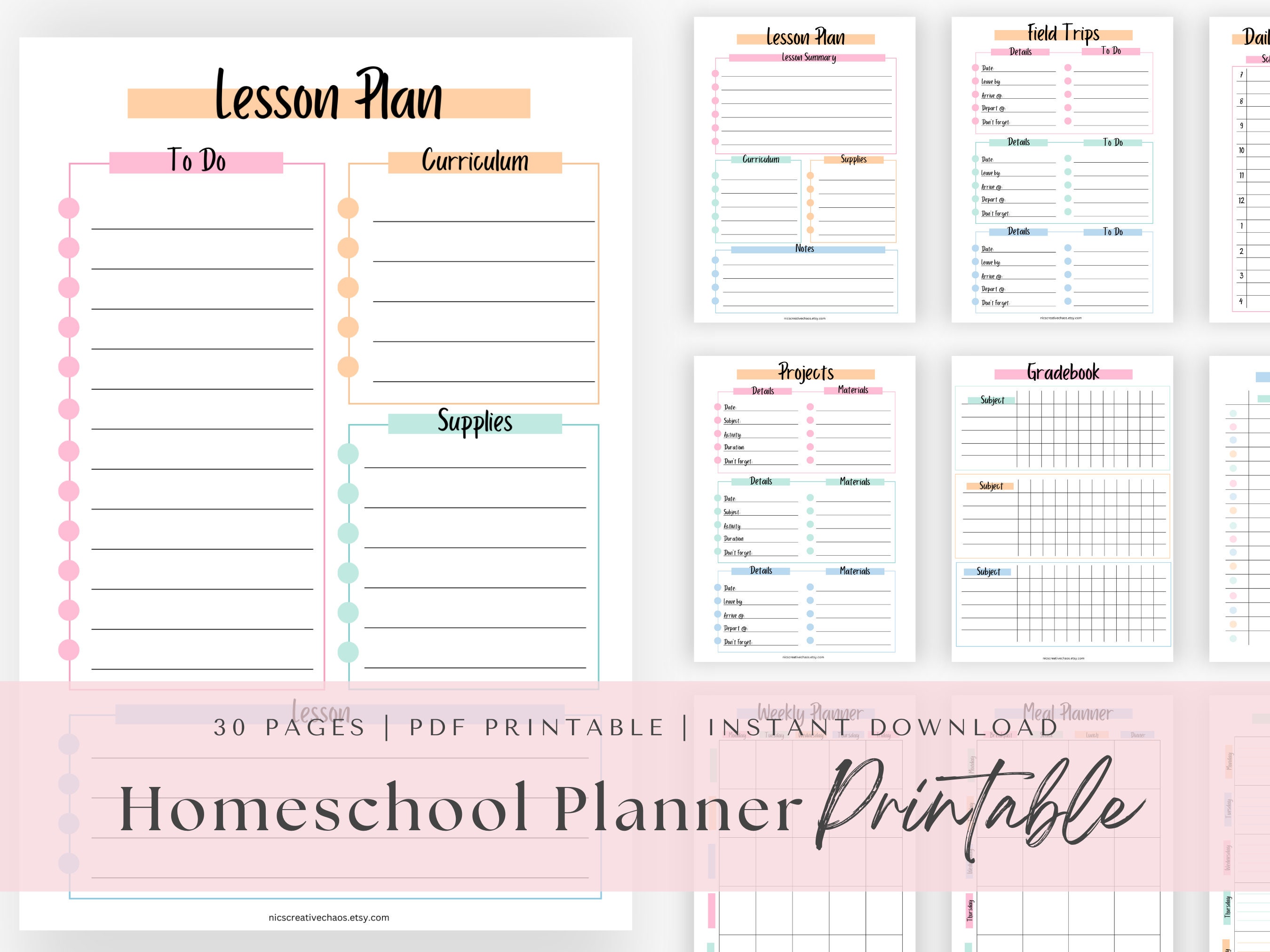 Printable Homeschool Planner, Teacher Planner, Digital Lesson Plan ...