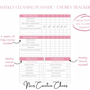 Cleaning Planner Printable Chores Tracker Checklists With - Etsy