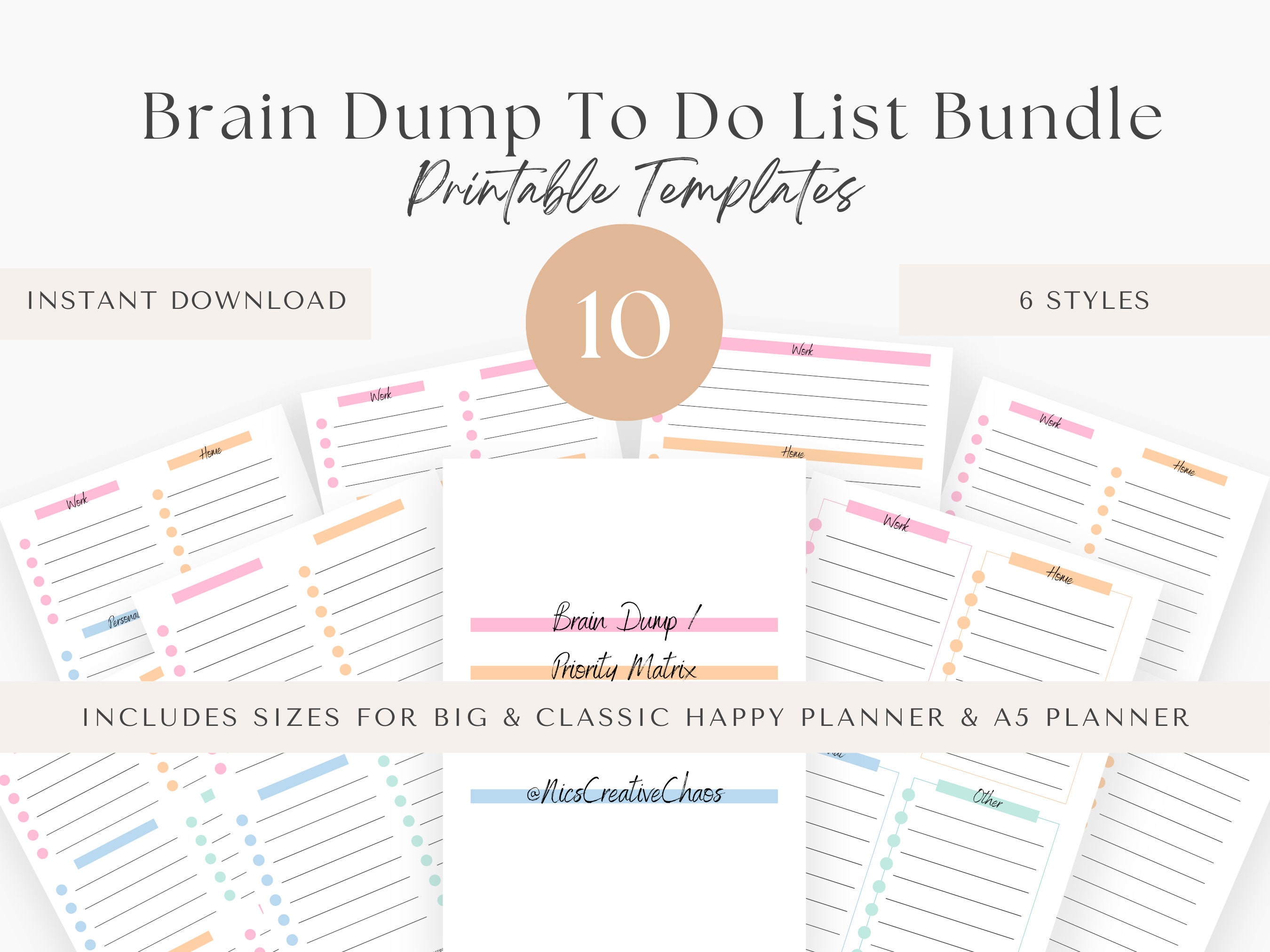 BUNDLE Checklists Printables to Do Lists Printable, Brain Dump ...