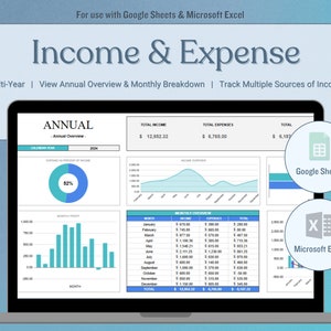 Income and Expense Tracker Excel Spreadsheet, Google Sheets Income ...