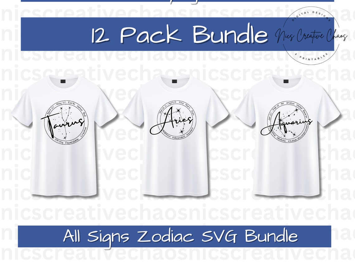 Zodiac Traits SVG Bundle, Astrology Cut Files, Gemini Svg, Leo Shirt ...