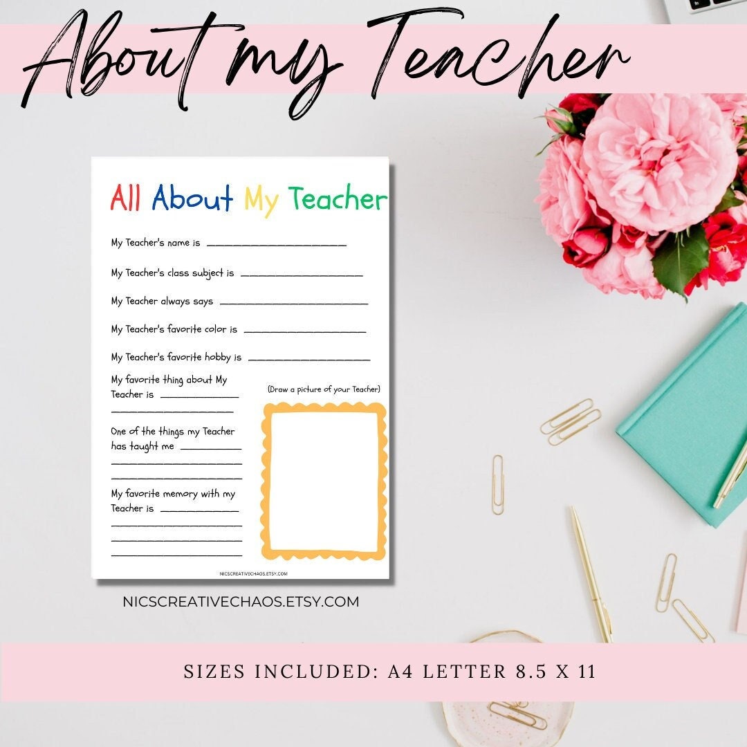 All About My Teacher Classroom Printable Template Homeschool Activity ...