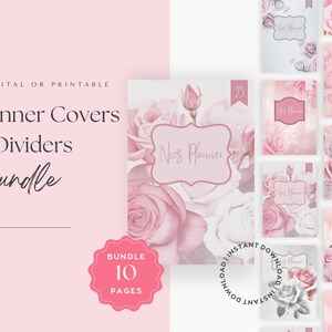 EDITABLE Planner Covers Bundle, Printable or Digital, Roses, Printable ...