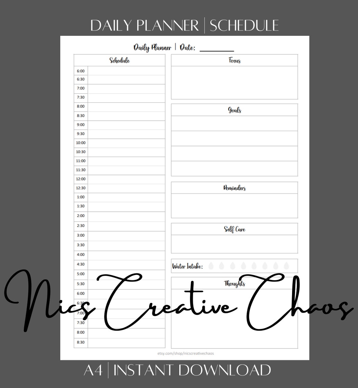 Daily Schedule Planner Printable or Onenote Template Undated - Etsy