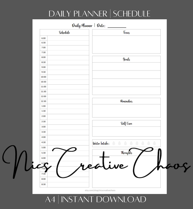 Daily Schedule Planner Printable or Onenote Template Undated - Etsy