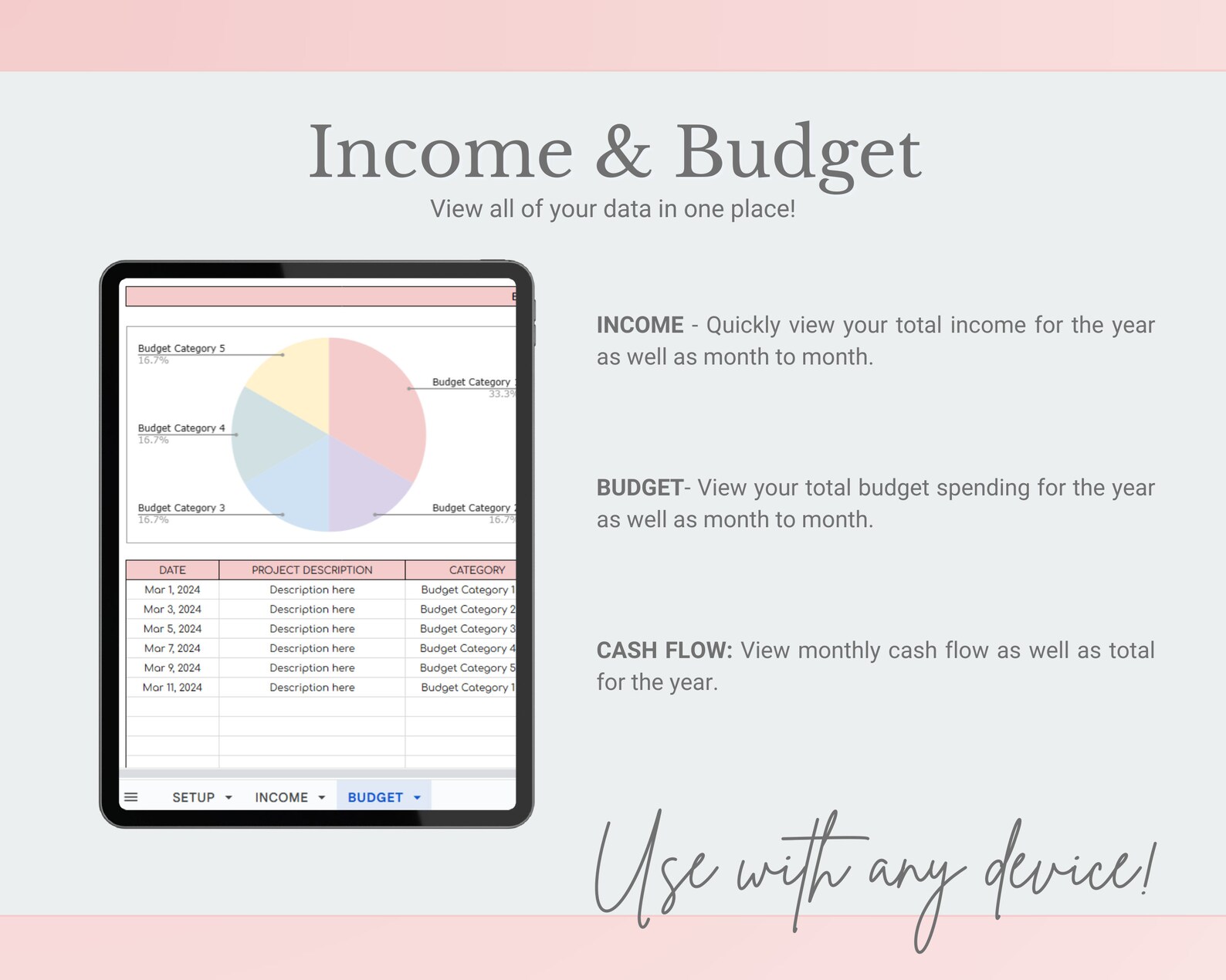 Income and Budget Tracker Excel Spreadsheet, Google Sheets Income ...