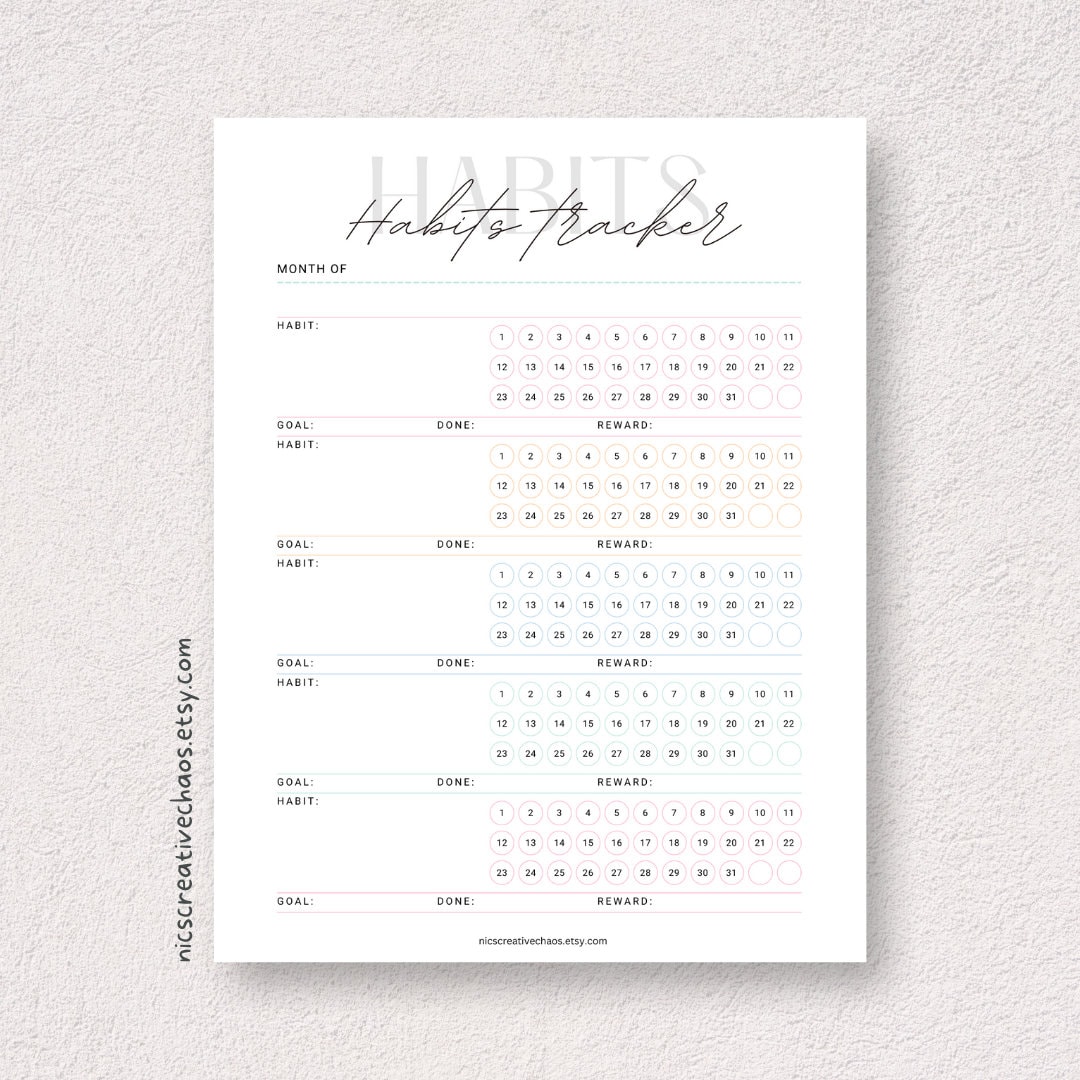 Printable Daily Habit Tracker Template, Monthly Habit Tracker, Daily ...