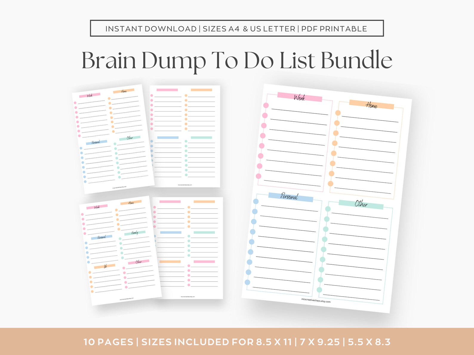 BUNDLE Checklists Printables to Do Lists Printable, Brain Dump ...