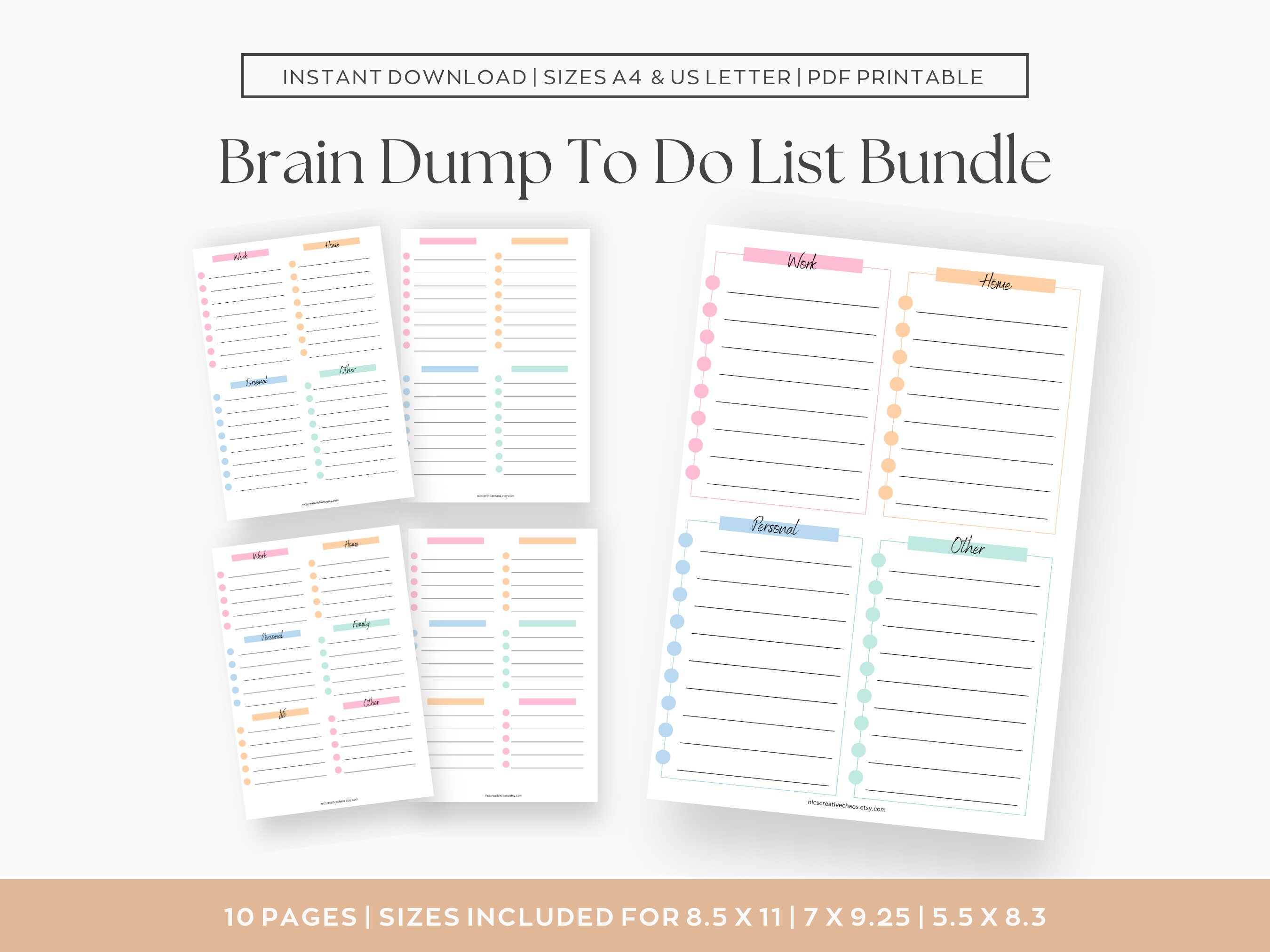 BUNDLE Checklists Printables to Do Lists Printable, Brain Dump ...