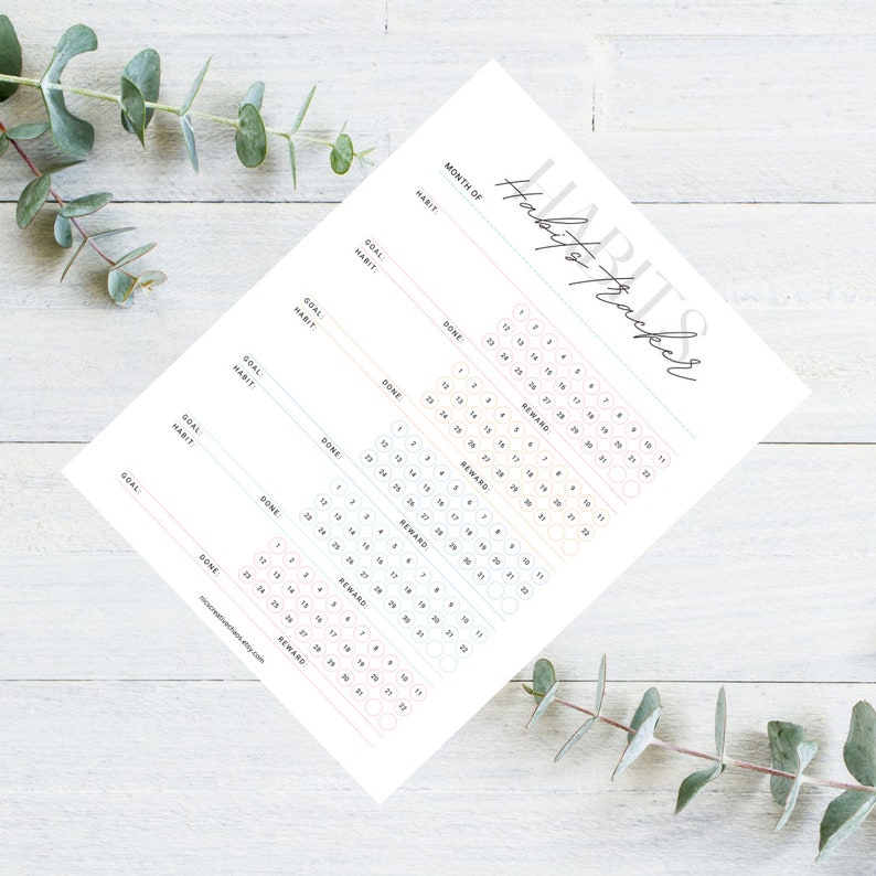 Printable Daily Habit Tracker Template, Monthly Habit Tracker, Daily ...