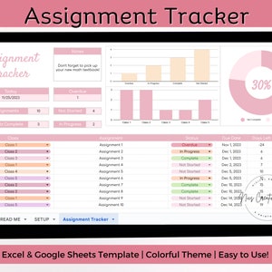 Google Sheets Assignment Tracker Spreadsheet Template, College ...