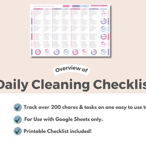Daily Cleaning Checklist Spreadsheet, Google Sheets Cleaning Chart ...