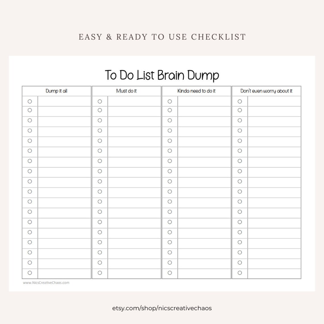 To Do Lists Brain Dump Printable 3 Simple Functional Printables and ...