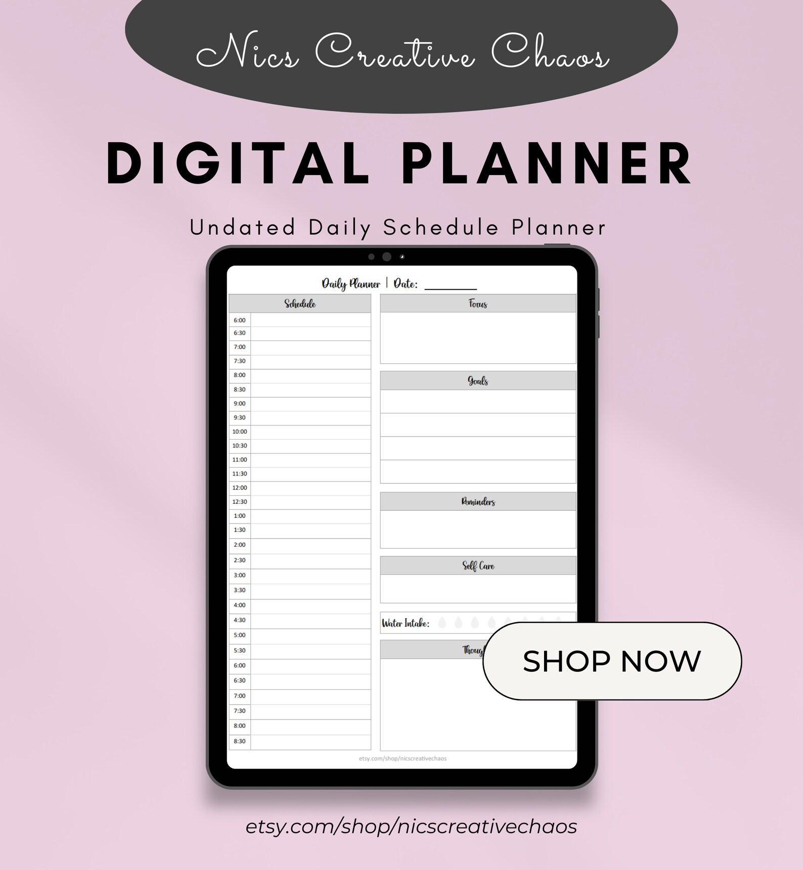 Daily Schedule Planner Printable or Onenote Template Undated - Etsy