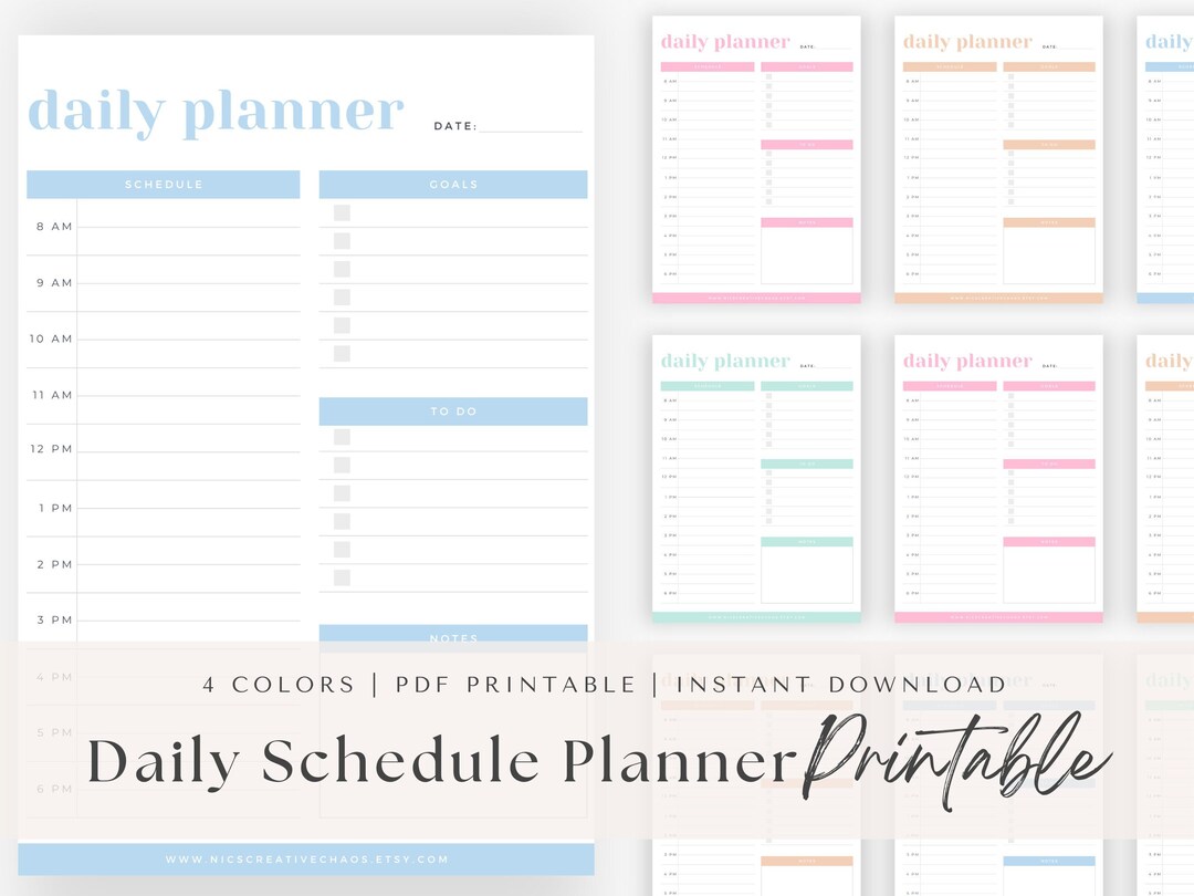 Daily Planner Printable Template | Goals, Daily to Do List, Notes | 4 ...