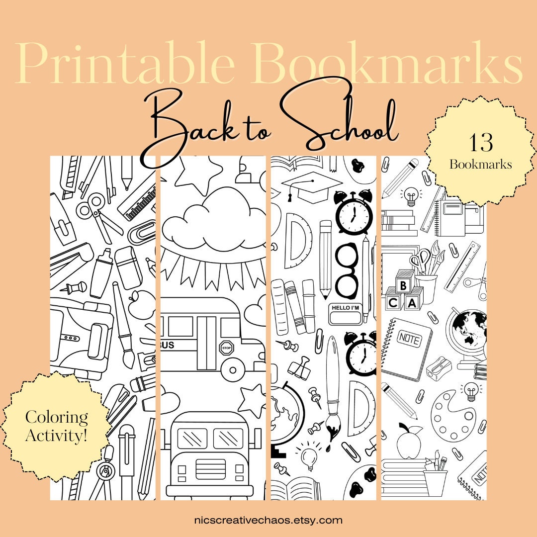 Printable Bookmarks | Back to School Series | Coloring Bookmarks, Black ...
