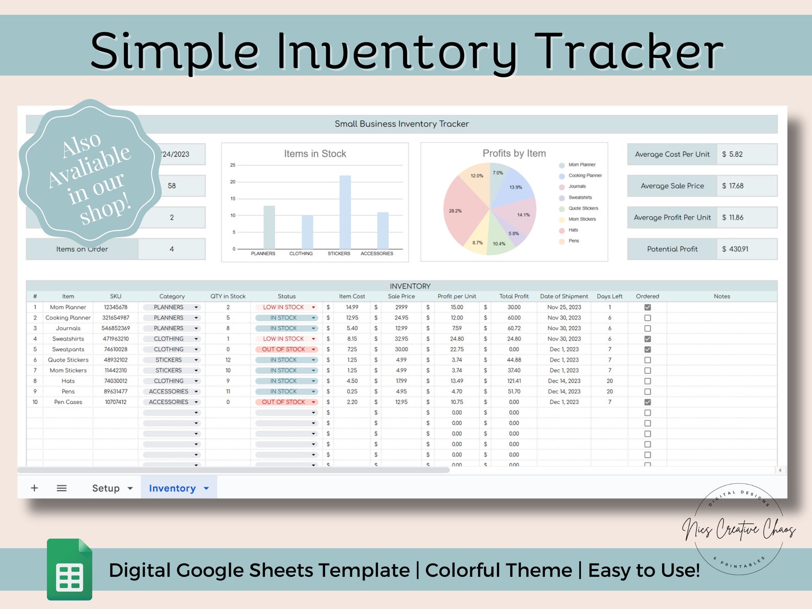 Sales Tracker Spreadsheet, Google Sheets & Excel Templates, Small ...