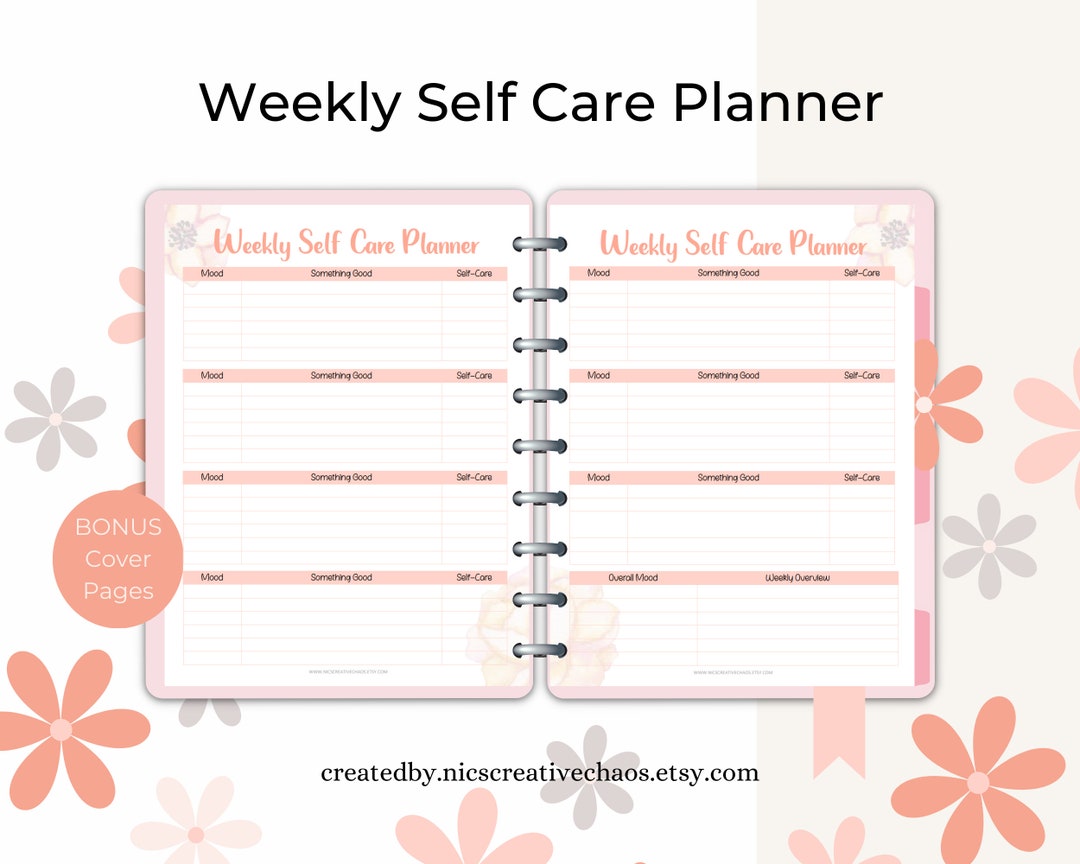 Weekly Self-care Planner Printable, Boho Chic Planner, 3 BONUS Covers ...