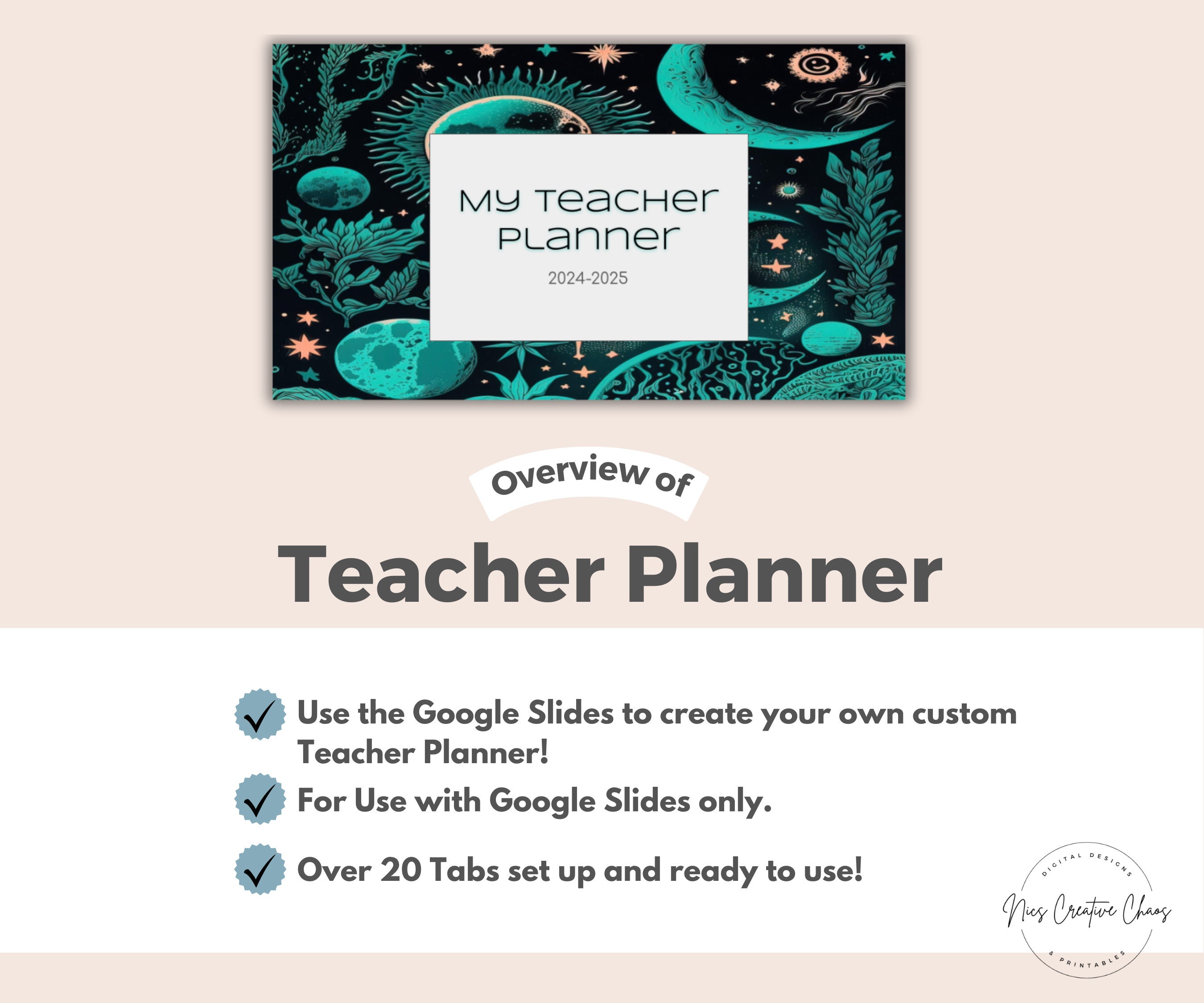 Digital Teacher Planner Google Slides, Lesson Planner, Class Roster ...