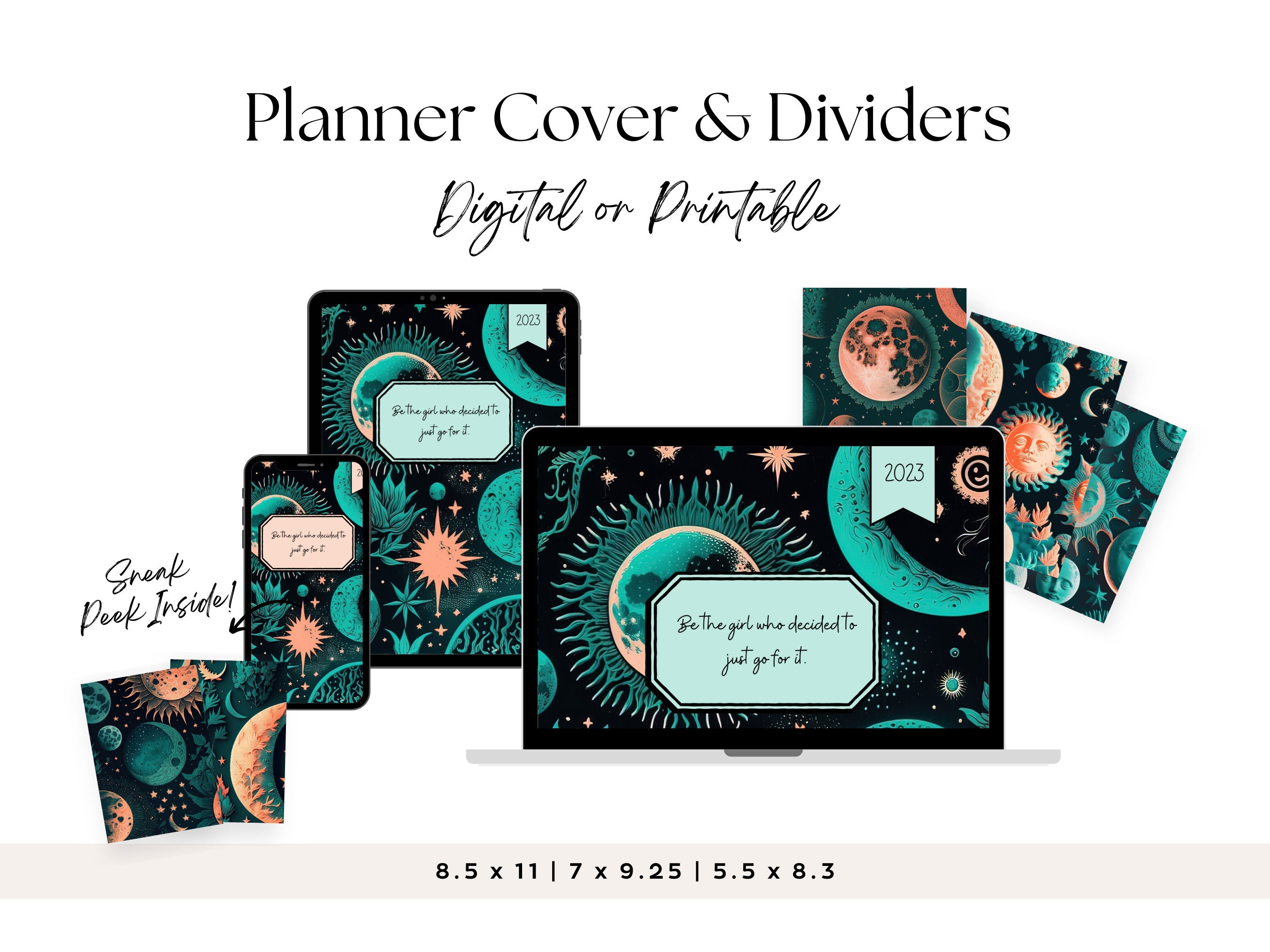 Printable Planner Covers & Dividers, Digital Planner Covers, Celestial ...