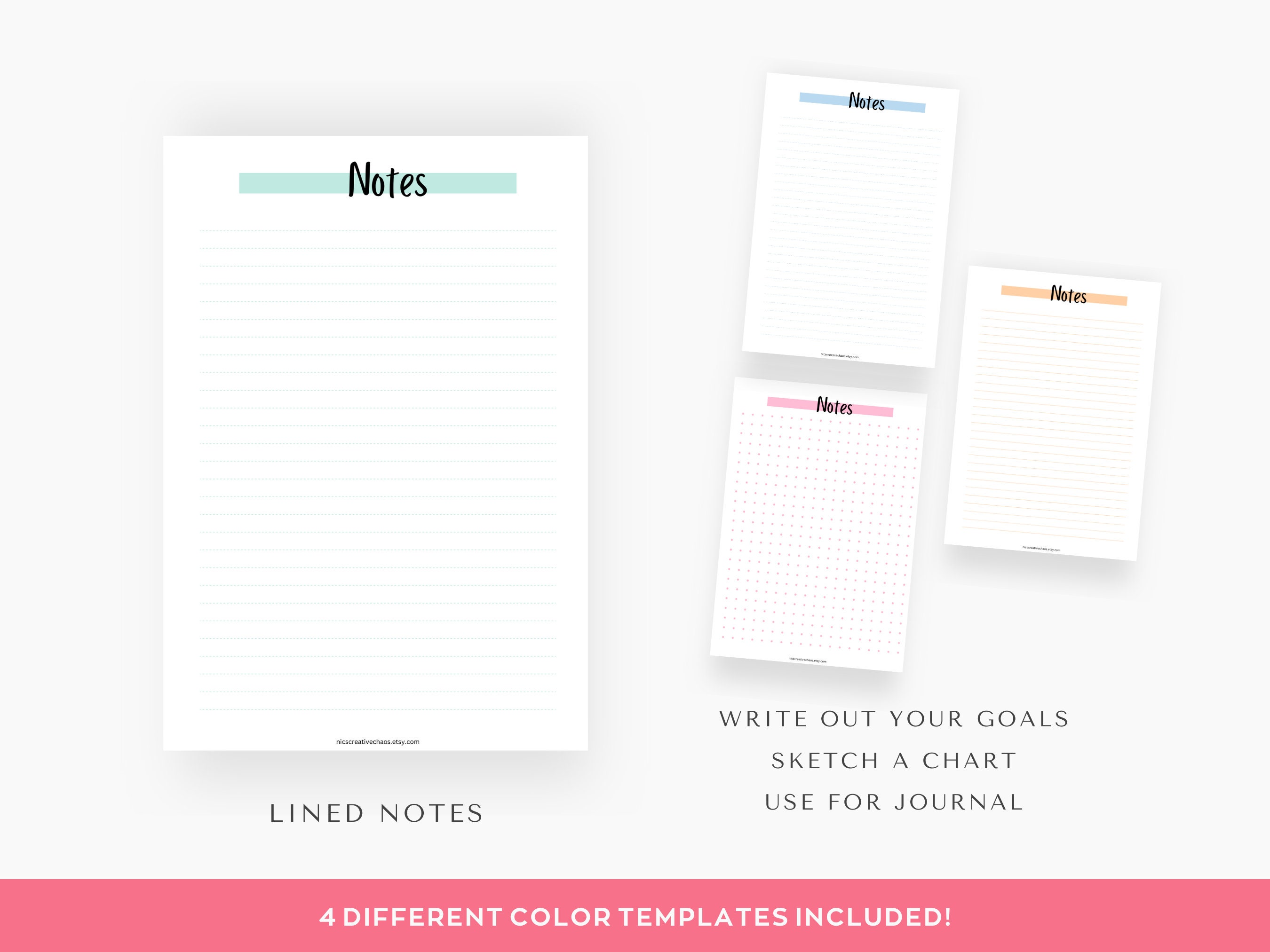 Printable Notes Pages, Dot Grid Printable, Planner Notes Refill Inserts ...