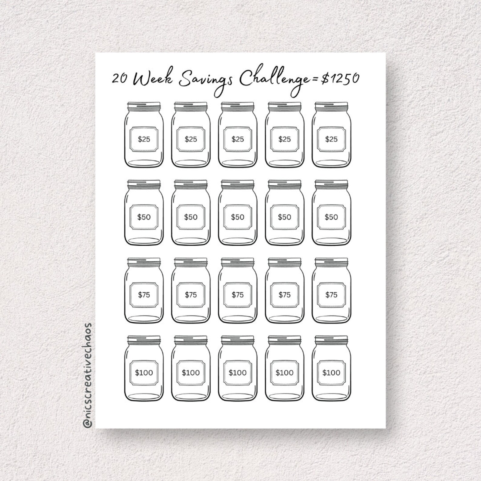 Printable Weekly Savings Challenge, Savings Trackers, Budget Planner ...