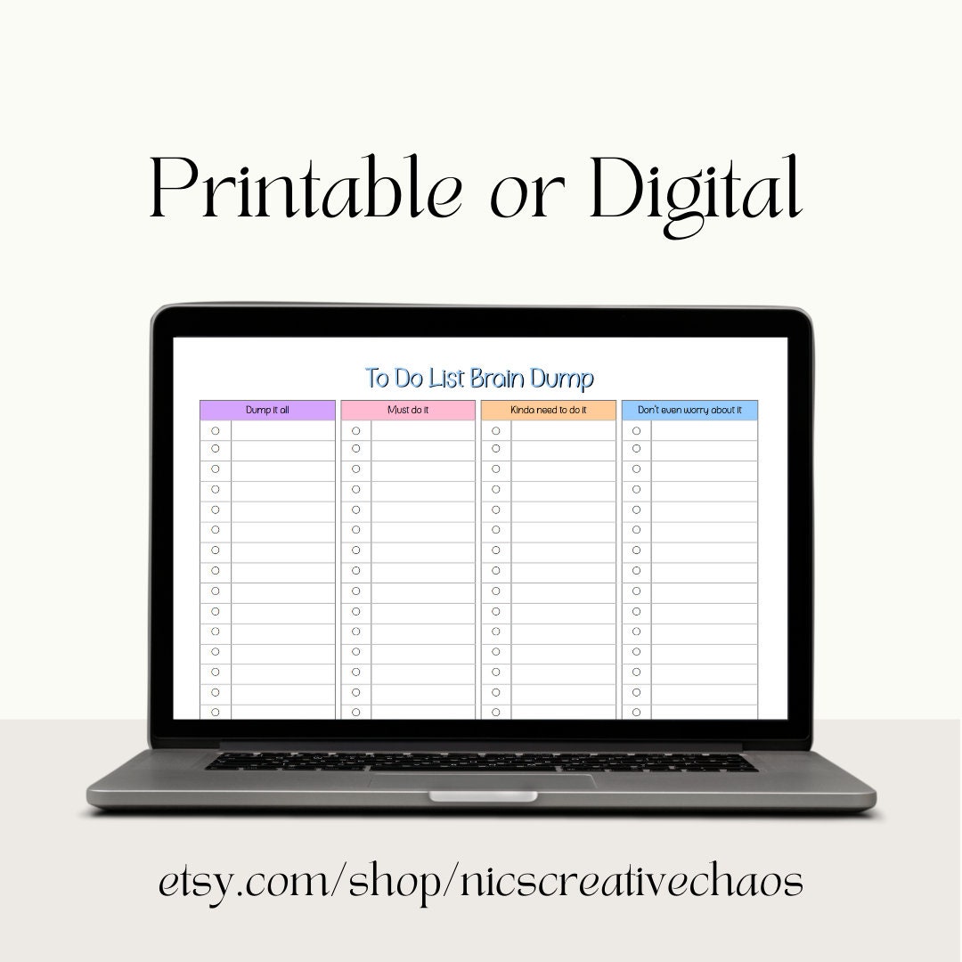 To Do Lists Brain Dump Printable 3 Simple Functional Printables and ...