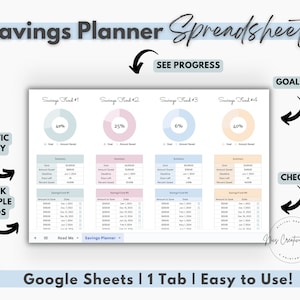 Savings Tracker Google Sheets, Budget Tracker, Digital Budget Planner ...
