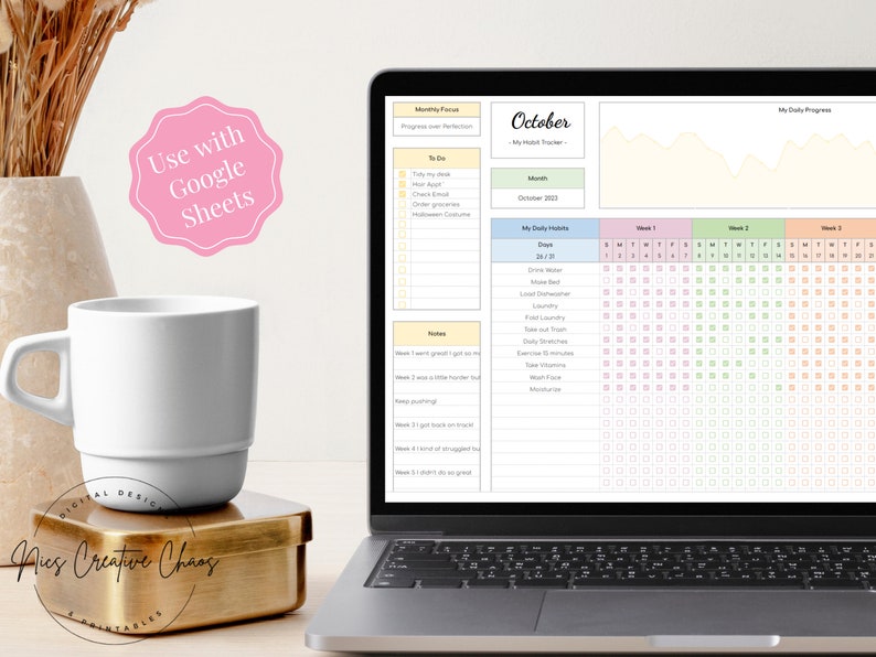 Habit Tracker Spreadsheet Google Sheets Template, Daily to Do List ...