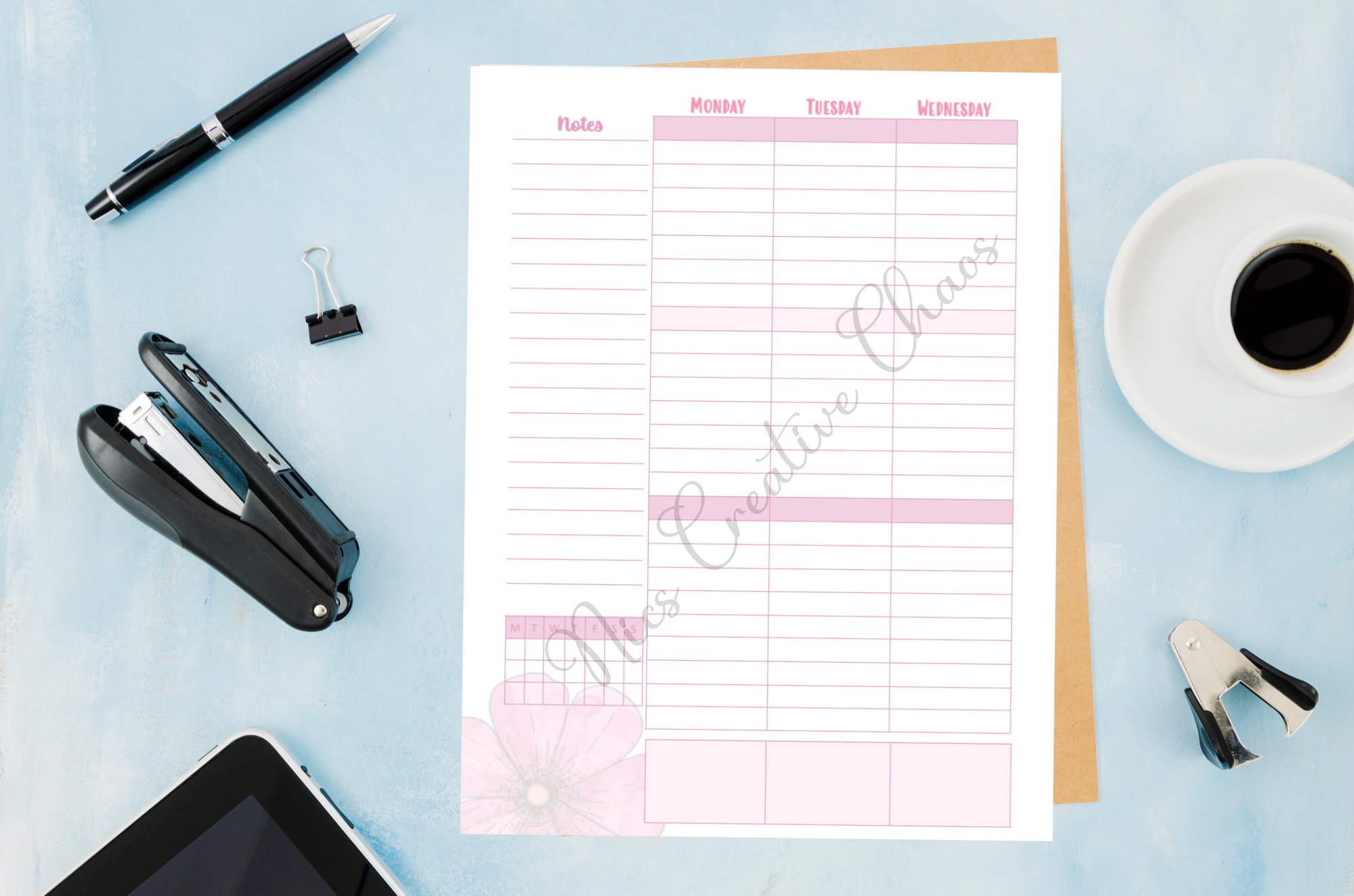 Weekly Vertical Planner Printable Refill Inserts Spring Summer Floral ...