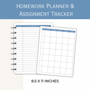 Homework Planner | Assignment Tracker | Weekly Homework Printable ...