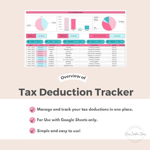 Google Sheets Tax Deduction Tracker Spreadsheet, Small Business Tax ...