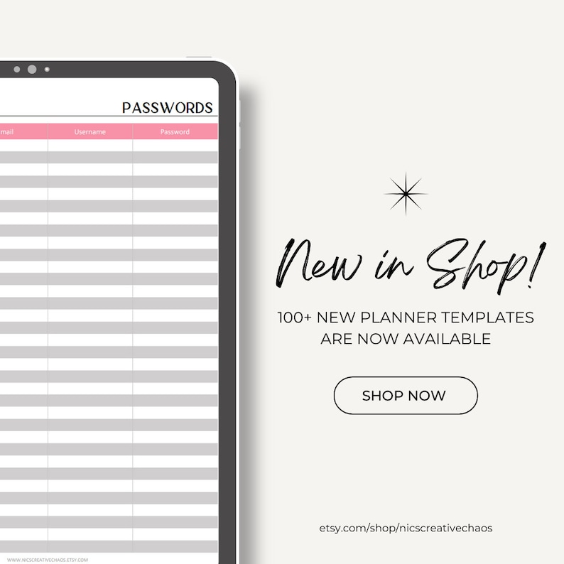 Password Tracker Planner Printable, Simple Password Log, Pink Planner ...
