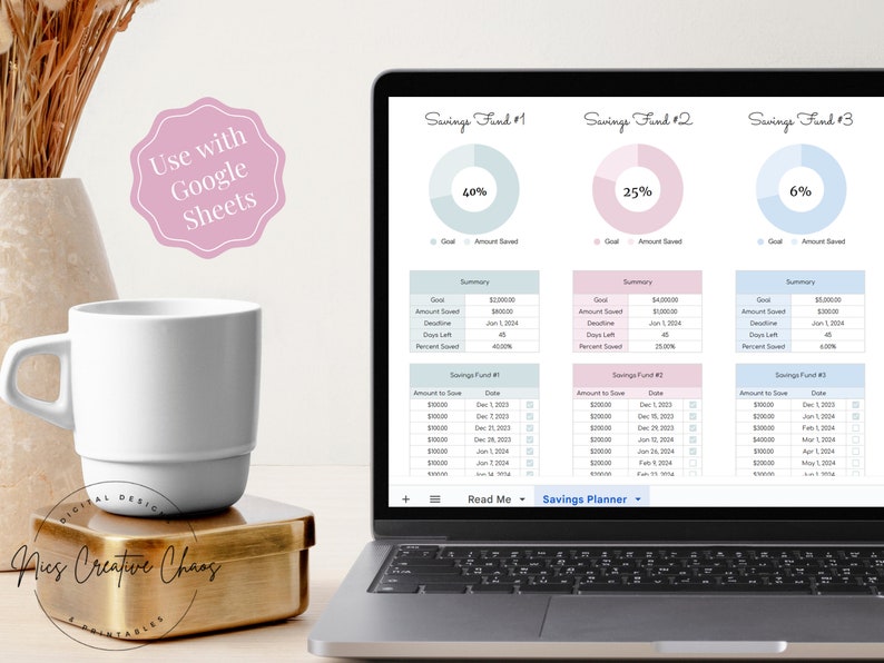Savings Tracker Google Sheets, Budget Tracker, Digital Budget Planner ...
