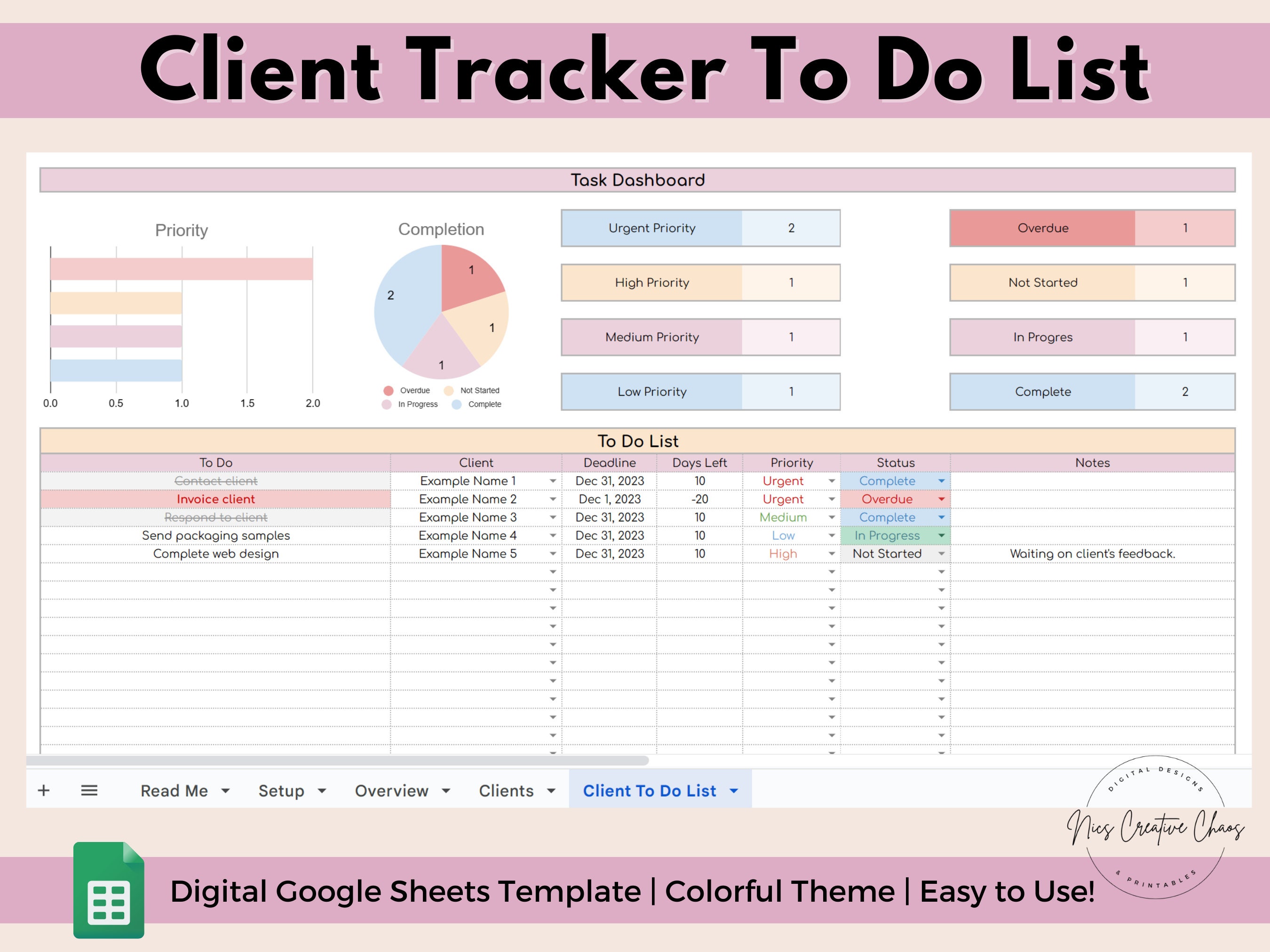 Client Tracker Spreadsheet, Google Sheets & Excel Client Tracker Template, Small Business ...