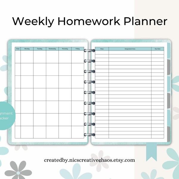 Printable Homework Planner - Etsy