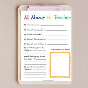 About My Teacher Classroom Printable, Homeschool Activity, School ...