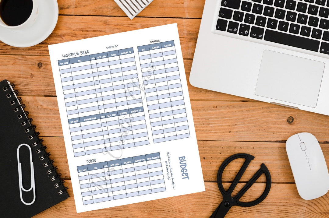 Monthly Budget Planner Insert Bill Tracker Checklist Planner Printable ...