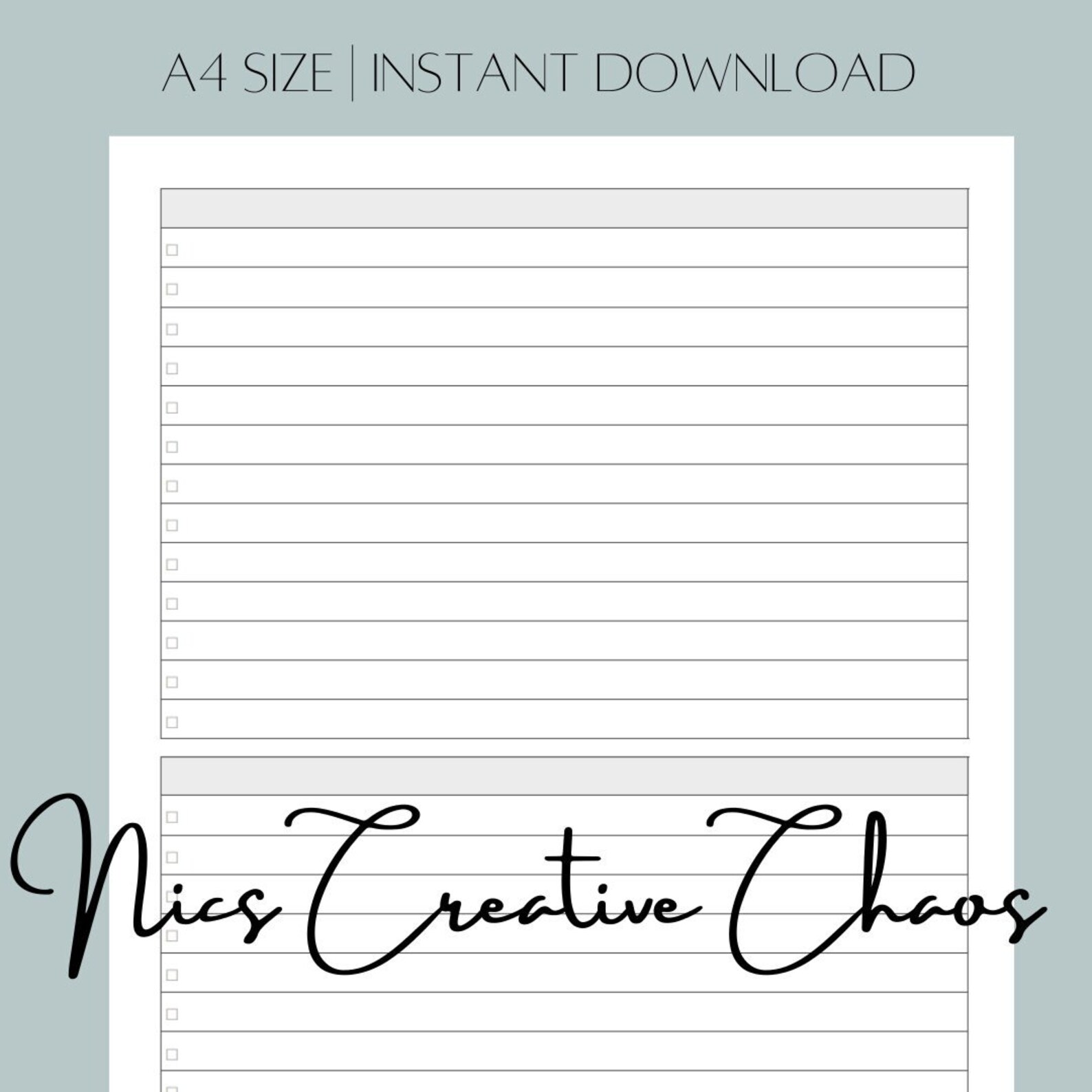 To Do Lists, Checklists, Lined Notes Planner Printable, Bullet Journal ...