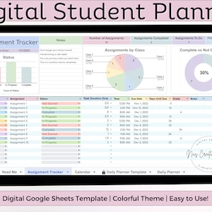 Google Sheets Assignment Tracker Spreadsheet Template, College ...
