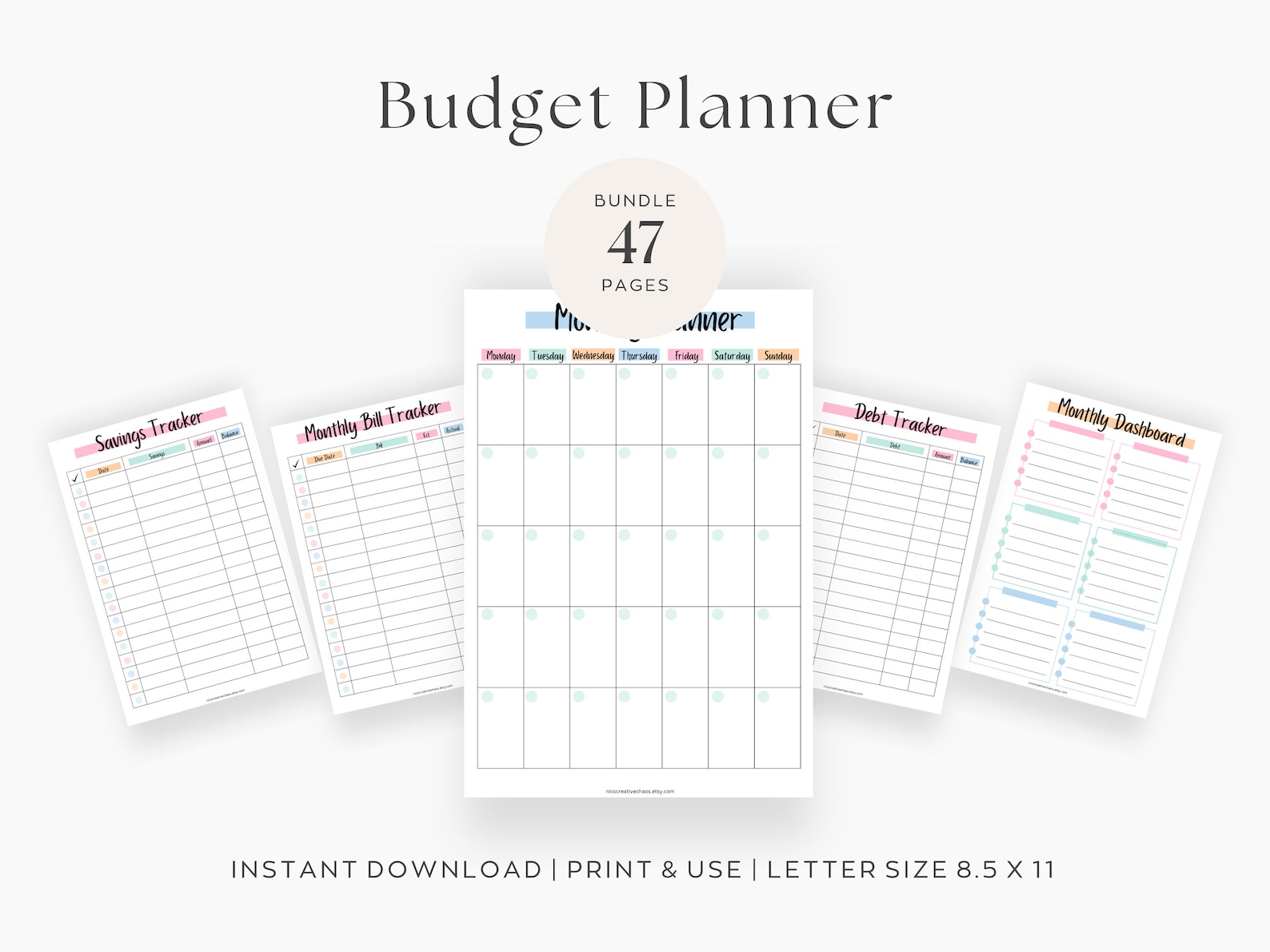 BUNDLE Printable Budget Planner Bills & Savings Trackers - Etsy