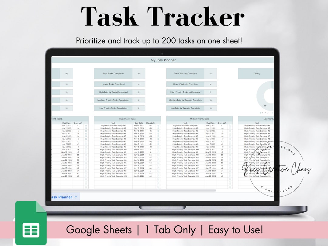 Task Tracker Spreadsheet Google Sheets, to Do List Planner & Priority ...